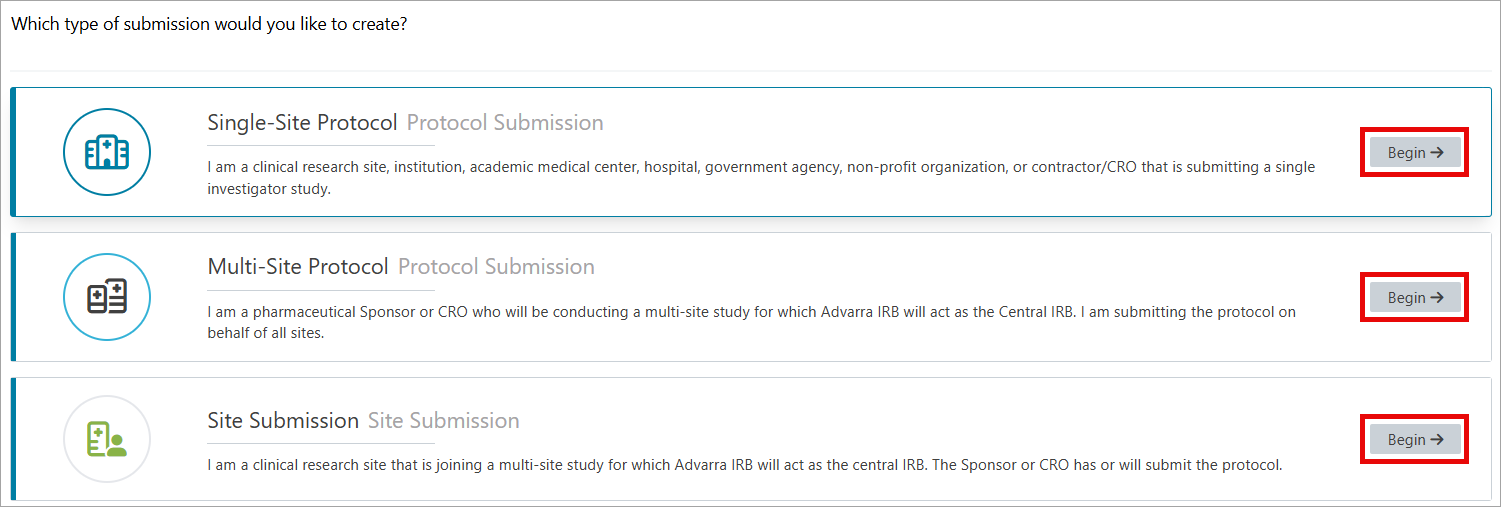Creating an Initial Submission – Advarra Documentation